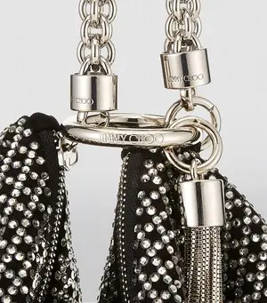 JIMMY CHOO Suede Crystal-embellished Callie Clutch - Black