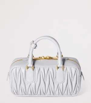 Miu Miu Nappa Leather Matelassé Arcadie Top-handle Bag - Grey