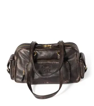 Miu Miu Nappa Leather Pocket Top-handle Bag - Brown