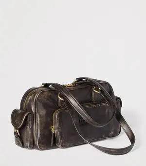 Miu Miu Nappa Leather Pocket Top-handle Bag - Brown