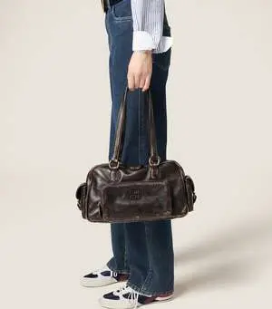 Miu Miu Nappa Leather Pocket Top-handle Bag - Brown
