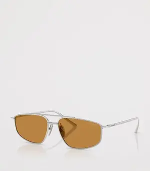 Prada Metal Rectangular Sunglasses - Silver