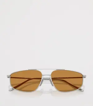 Prada Metal Rectangular Sunglasses - Silver