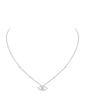 Messika Lucky Eye White Gold And Diamond Pavé Necklace - Silver