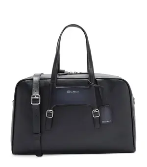 Santoni Leather Weekend Bag - Black