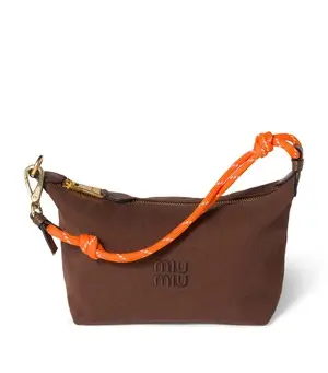 Miu Miu Gabardine Wristlet Pouch - Brown