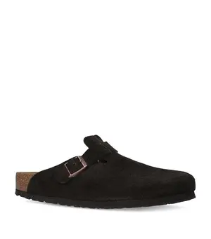 BIRKENSTOCK Suede Boston Clogs - Brown