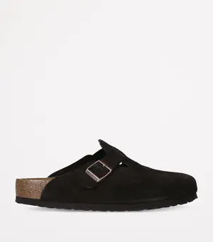BIRKENSTOCK Suede Boston Clogs - Brown