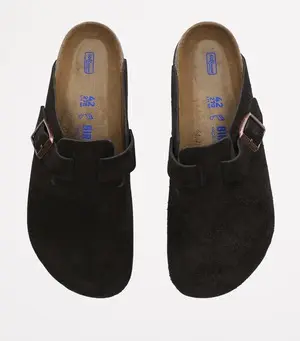 BIRKENSTOCK Suede Boston Clogs - Brown