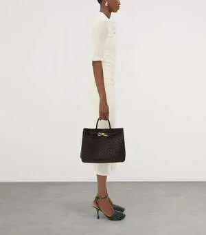 Bottega Veneta Leather Andiamo Top-handle Bag - Grey