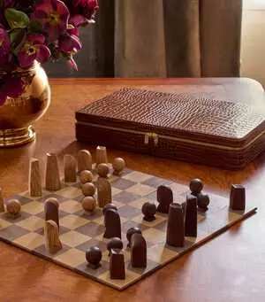 Aerin Leather Enzo Travel Chess Set