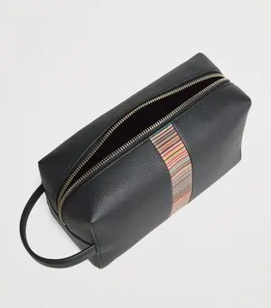 Paul Smith Leather Wash Bag With Signature Stripe