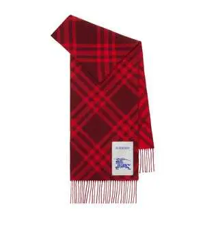 Burberry Cashmere Check Scarf - Red