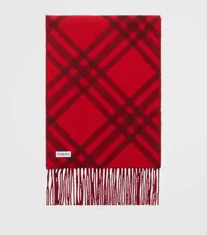 Burberry Cashmere Check Scarf - Red