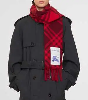 Burberry Cashmere Check Scarf - Red