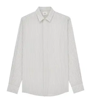 Saint Laurent Stripe Cassandre Shirt - Nude