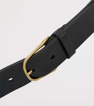 Saint Laurent Leather Belt With Gold-tone Buckle