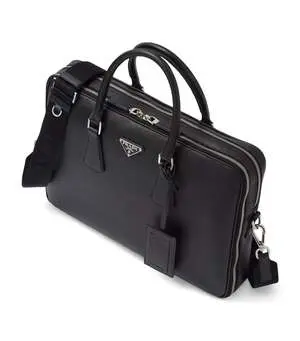 Prada Saffiano Leather Briefcase - Black