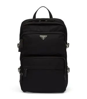 Prada Re-nylon And Leather Backpack - Black