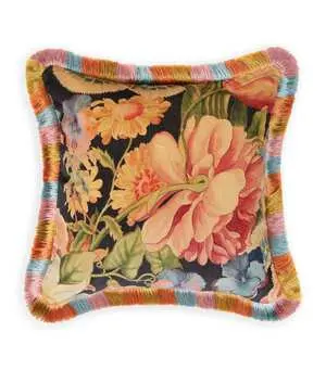 HOUSE OF HACKNEY Medium Velvet Amatoria Fringed Cushion - Black