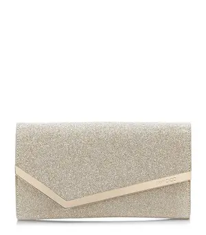 JIMMY CHOO Glitter Emmie Clutch - Silver