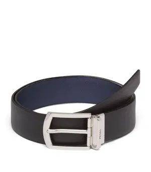 Prada Saffiano Leather Reversible Belt - Black