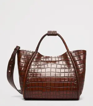Max Mara Small Croc-embossed Marine Top-handle Bag