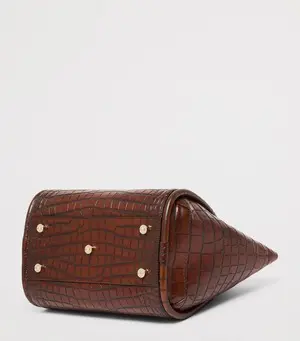 Max Mara Small Croc-embossed Marine Top-handle Bag