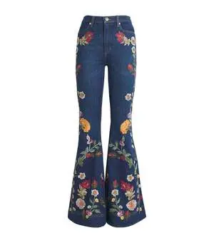 Alice + Olivia Embroidered Bootcut Jeans
