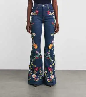 Alice + Olivia Embroidered Bootcut Jeans