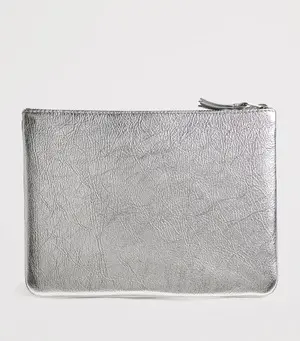 Comme Des Garçons Large Leather Pouch - Silver