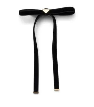 Prada Velvet Bow Hair Clip - Black
