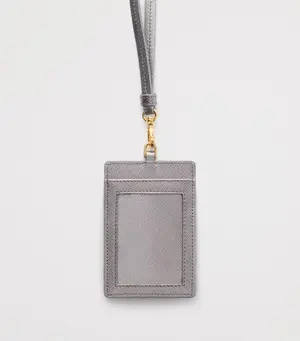 Prada Saffiano Leather Badge Holder - Metallic