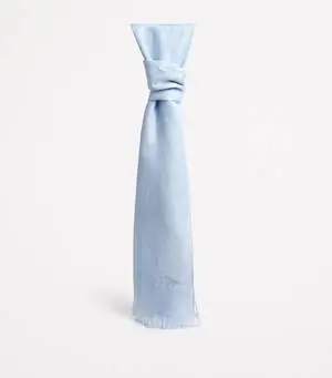 Brioni Linen-silk Logo Scarf