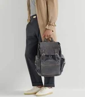 Brunello Cucinelli Suede City Backpack - Grey
