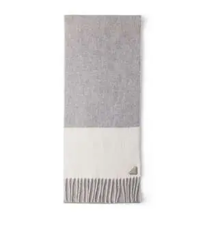 Prada Cashmere Logo Scarf - Grey
