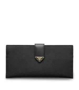 Prada Large Saffiano Leather Wallet - Black