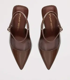 STUART WEITZMAN Patent Leather Vinnie Pumps - Brown
