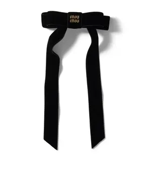 Miu Miu Velvet Bow Hair Clip - Black