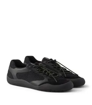 Prada Leather-mesh Speedrock Sneakers