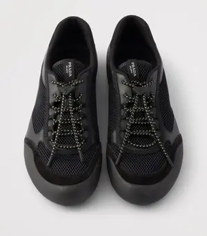 Prada Leather-mesh Speedrock Sneakers