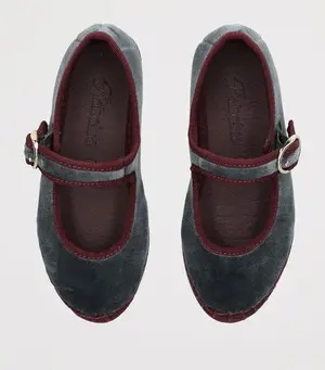 FLABELUS Velvet Georgina Mary Janes With Buckle Fastening - Grey