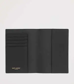 Saint Laurent Leather Monogram Passport Holder