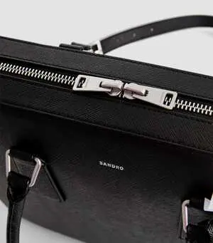 Sandro Leather Slim Briefcase - Black