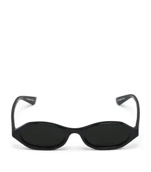 Alexander McQueen Oval Frame Sunglasses - Black