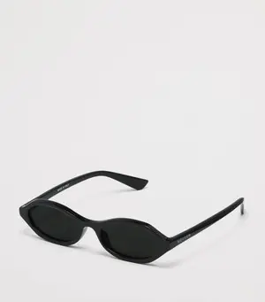 Alexander McQueen Oval Frame Sunglasses - Black