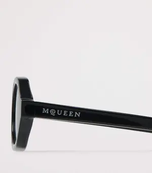Alexander McQueen Oval Frame Sunglasses - Black