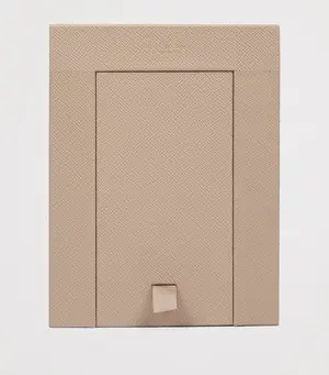 Smythson Calfskin Panama Double Frame - Beige