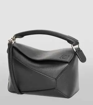 Loewe Mini Leather Puzzle Edge Top-handle Bag - Black