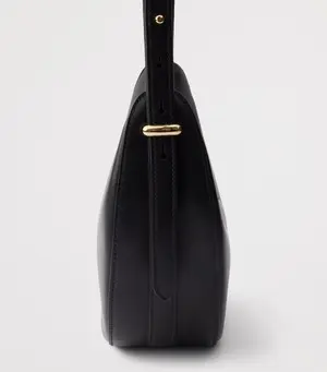 Prada Small Leather Arqué Shoulder Bag - Black